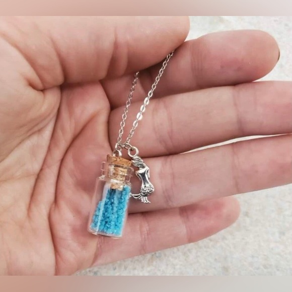 Jewelry | Magic Mermaid Silhouette Blue Glow In Dark Beach Sand Bottle ...